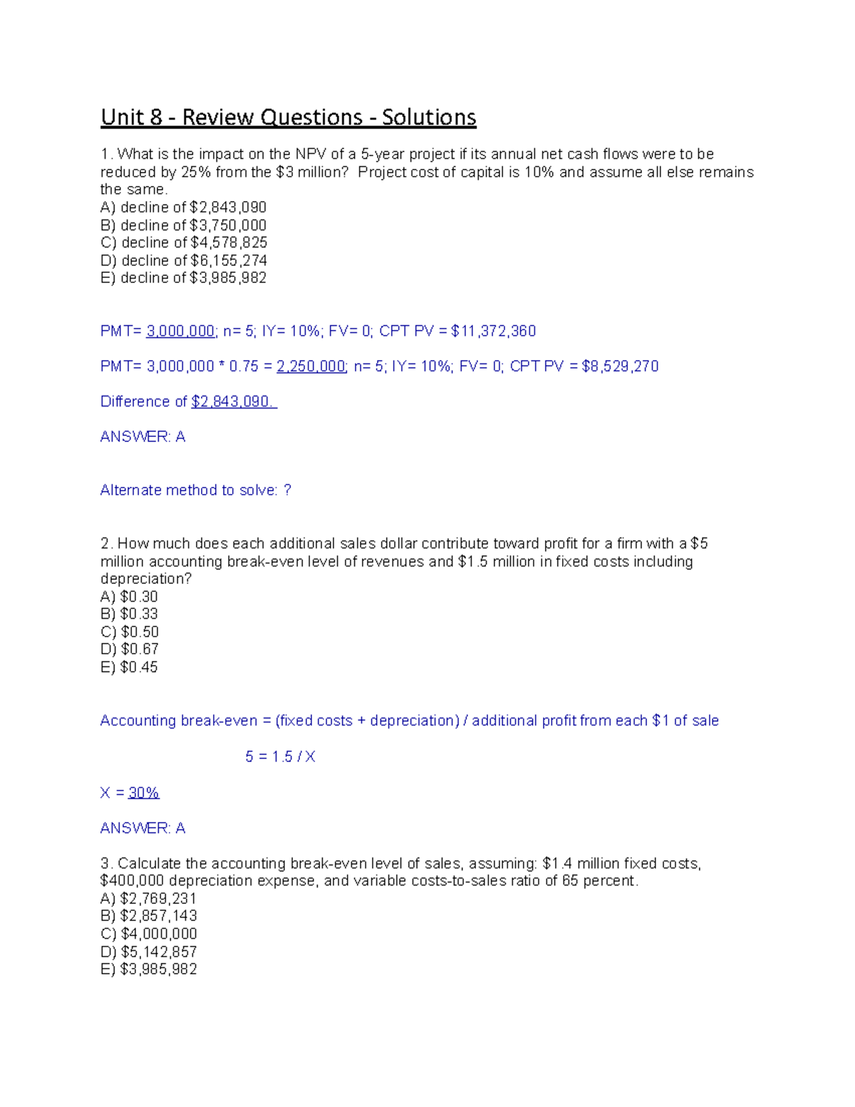 Unit 8 Review Questions - Solutions (clean) - Unit 8 - Review Questions ...
