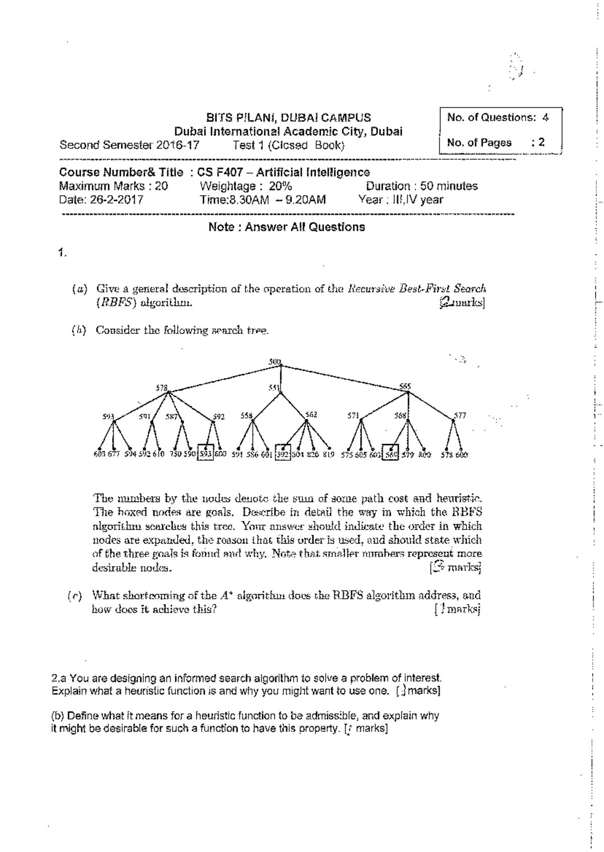 2016 - Artificial intelligence question papers - Studocu