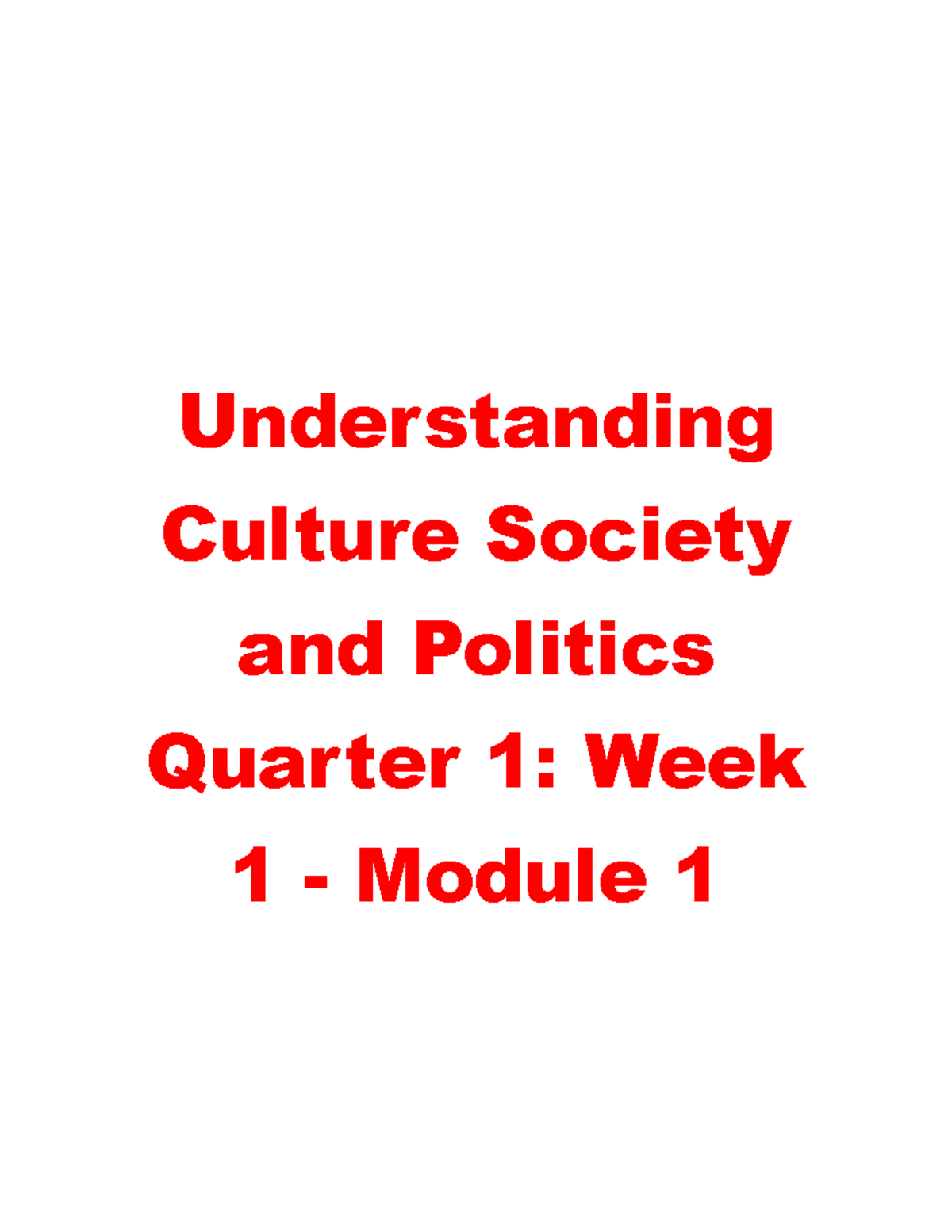 Module 1 - WEEK 1 IN UCSP Grade 11 ABM - Understanding Culture Society ...
