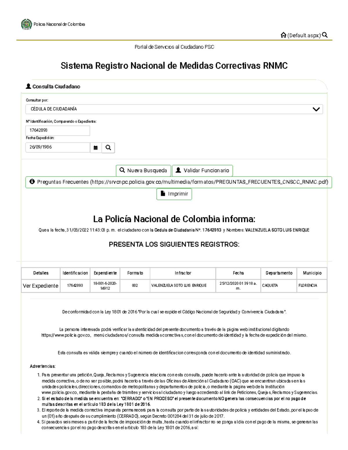Consulta Enrique - Tres - Sistema Registro Nacional de Medidas ...