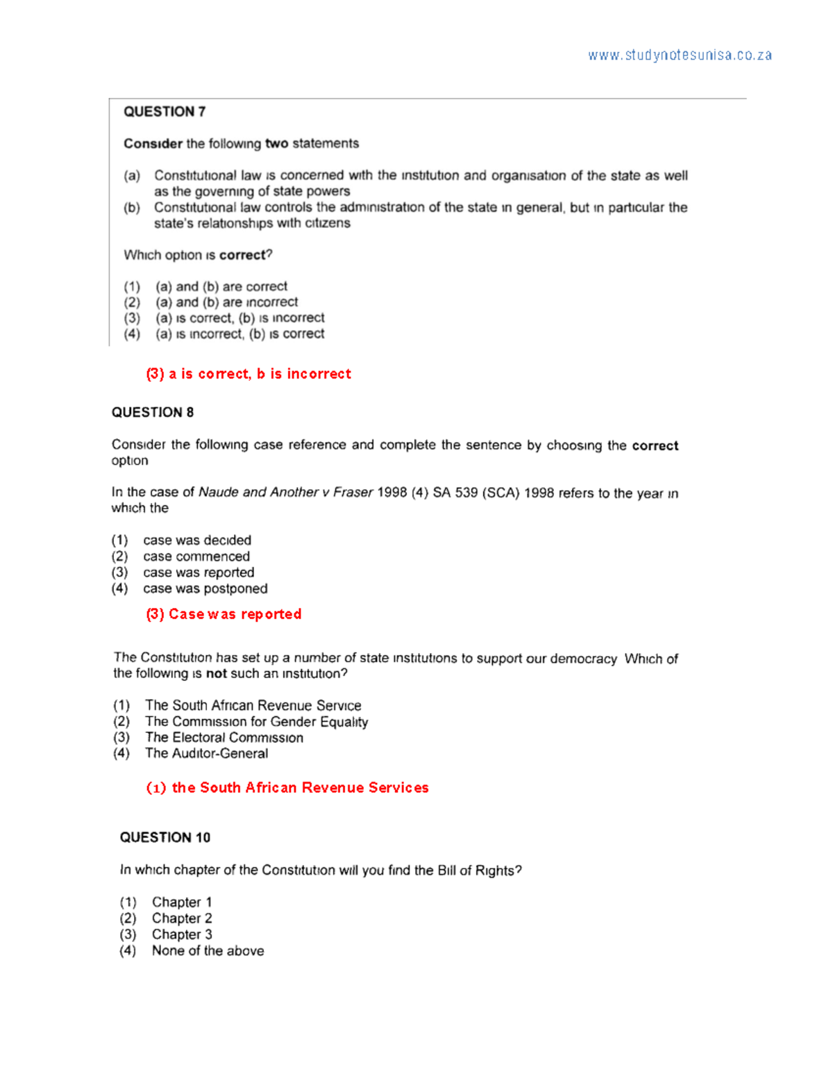 Characteristics OF THE LAW - (3) a is correct, b is incorrect (3) Case ...