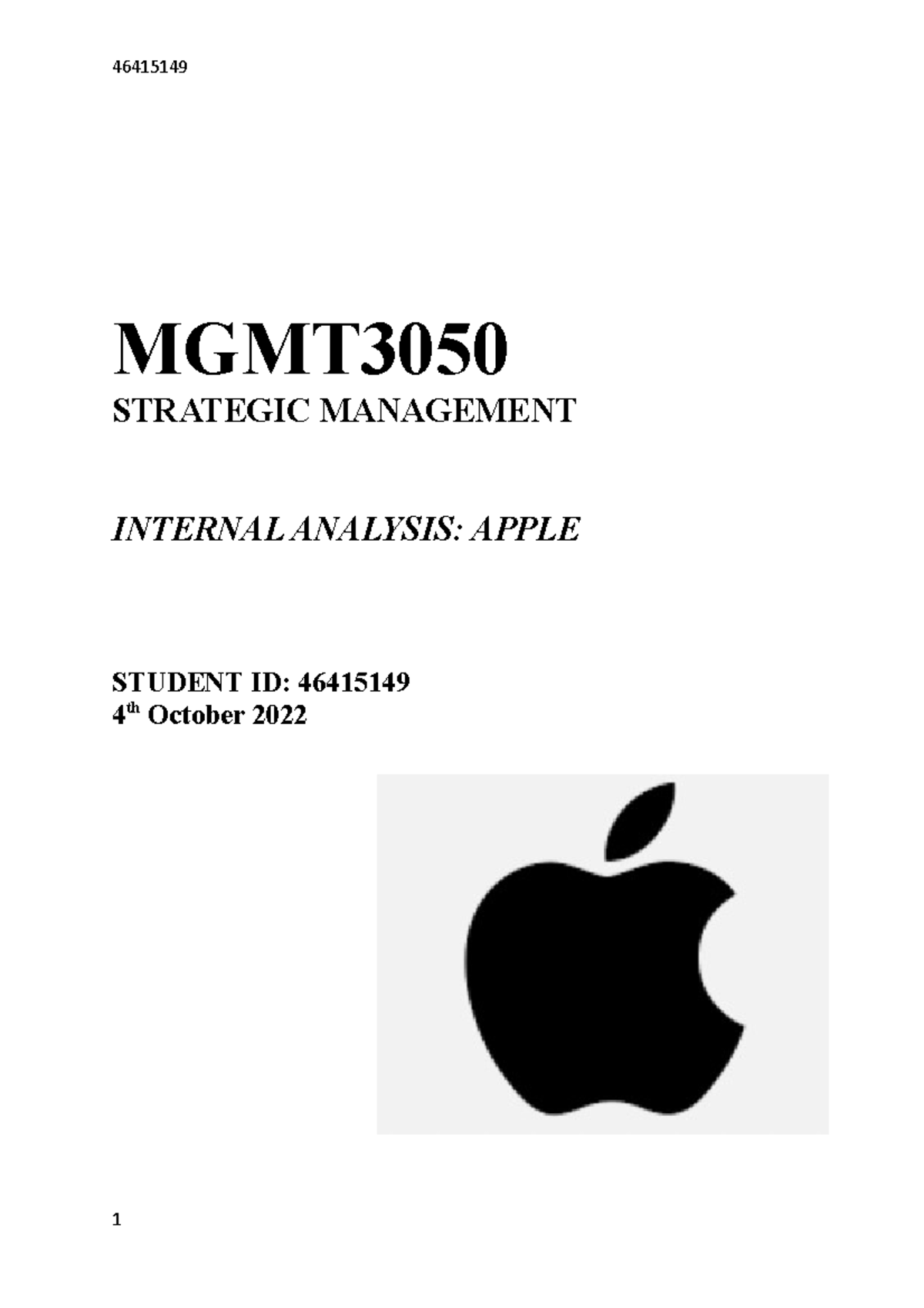 Internal Analysis: Apple Strategic Management - Studocu