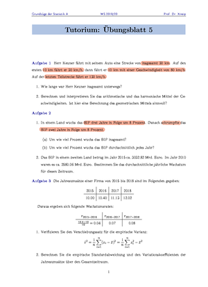 Statistik A-U08 - Wintersemester Aufgabenblatt Tutorium 8 - Prof. Dr. L. Imhof Bonn, WS 2020 ...