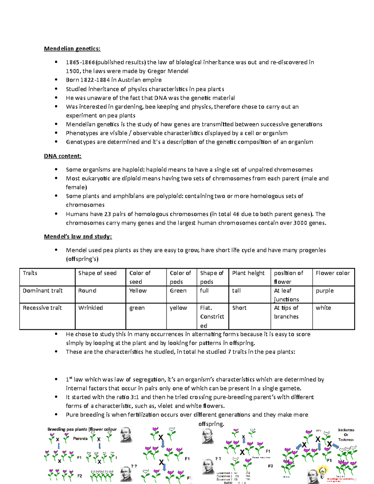 Mendelian genetic - Lecture notes 5 - Mendelian genetics: 1865-1866 ...