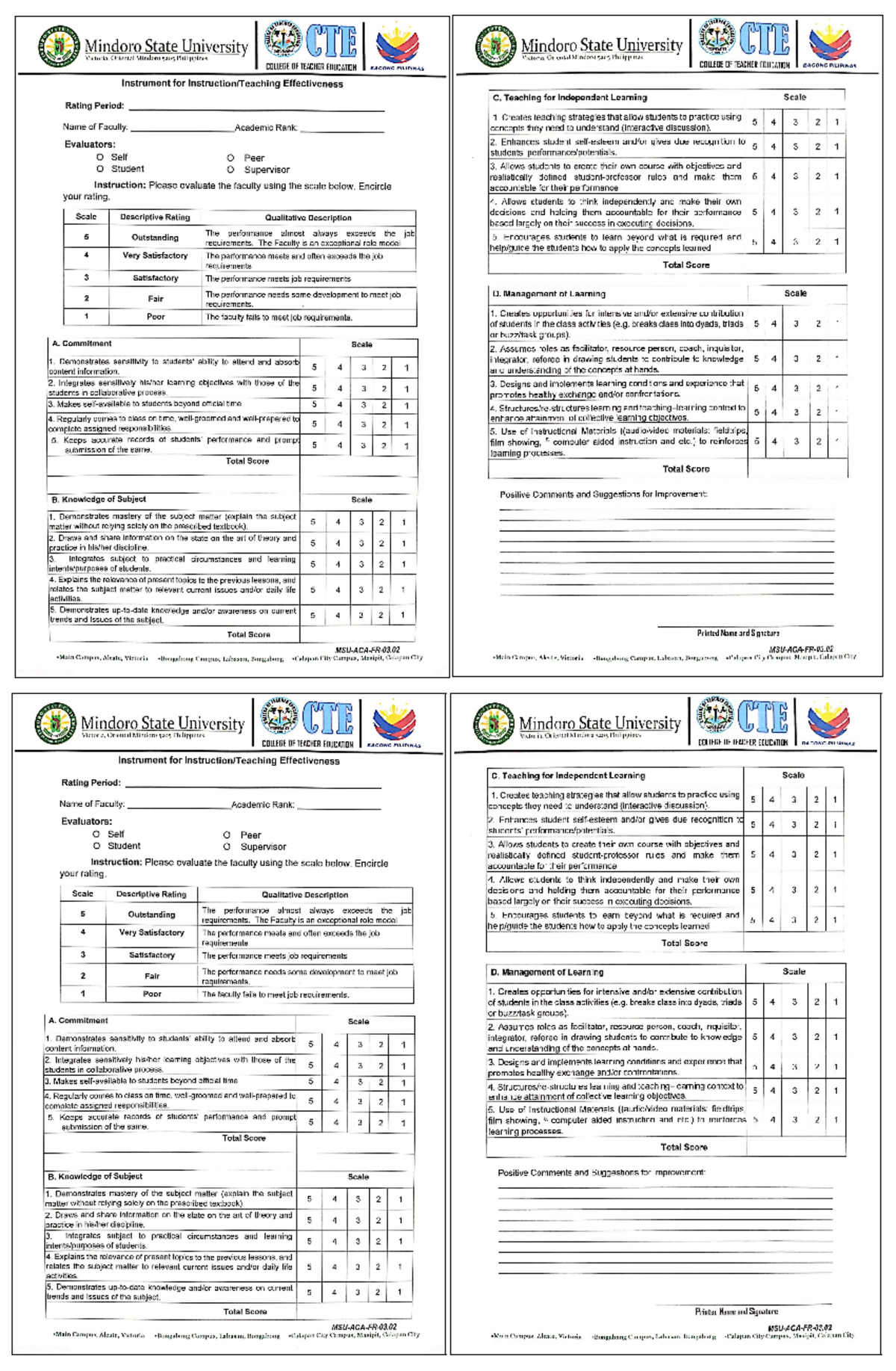 QCE- Faculty- Evaluation- Sheets - Bachelor of Technology Livelihood ...