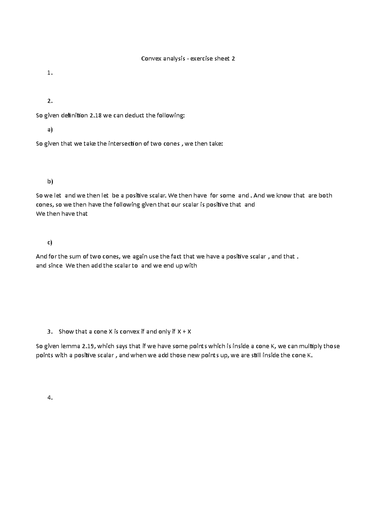 Exercise sheet 2 - Konveks - Convex analysis - exercise sheet 2 1. So ...