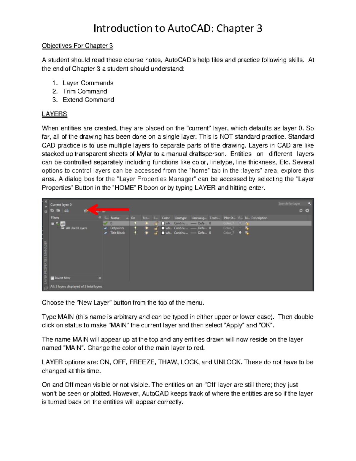 Auto CAD Chapter 3 - 23451 - Objectives For Chapter 3 A student should ...