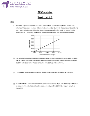 1.1,+1 - help in chemistry - AP Chemistry Topic 1, 1, 1. FRQ: A student ...