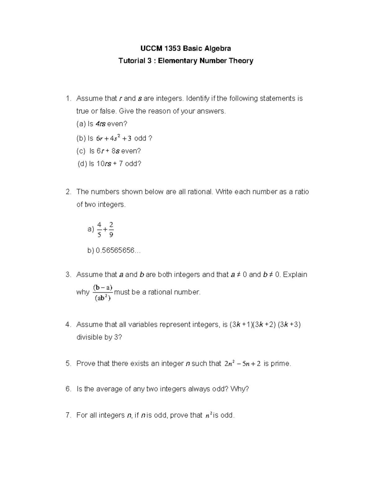T4 Elementary Number Theory Tutorial latest - UCCM 1353 Basic Algebra ...