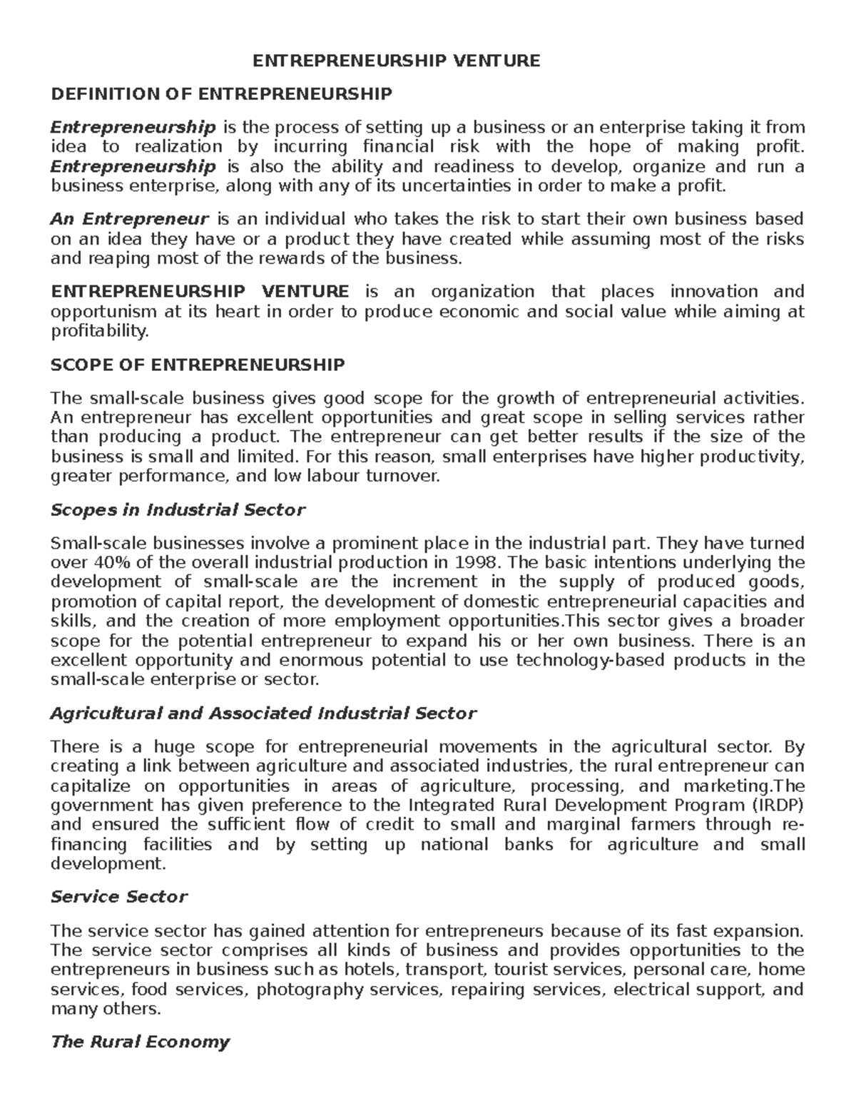 ENT221 Entrepreneurship Venture AND Change Management ...