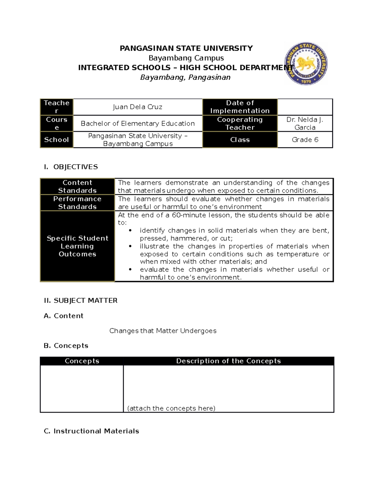 Sample 5E Lesson PLAN IN Science updated 2023 - PANGASINAN STATE ...