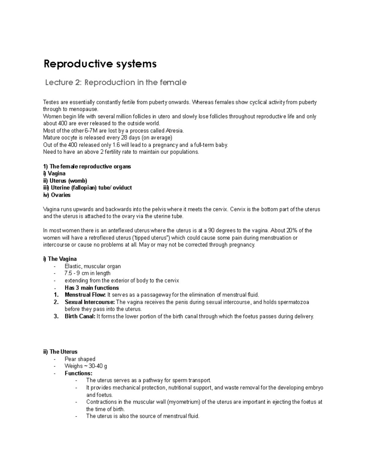Reproductive systems - Lecture 2 - Reproductive systems Lecture 2 ...
