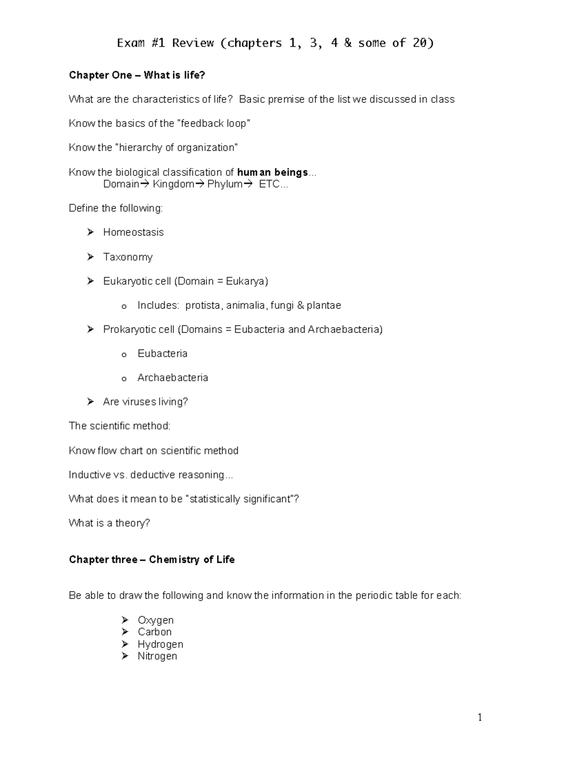 Exam 1 review 4th ed sp14 ch 1 3 4 and a bit of 20 PDF for Blackboard - Chapter One – What is ...