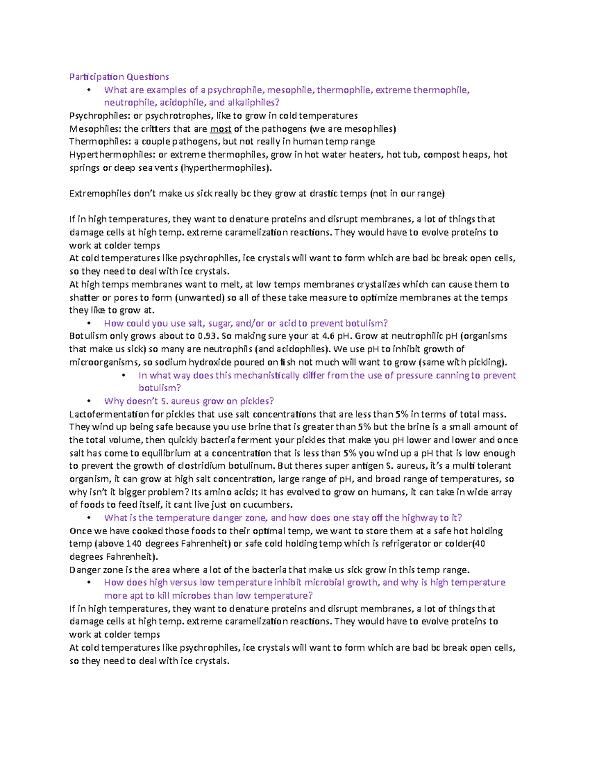 Microbiology lecture F - Paricipaion Quesions - What are examples of a ...