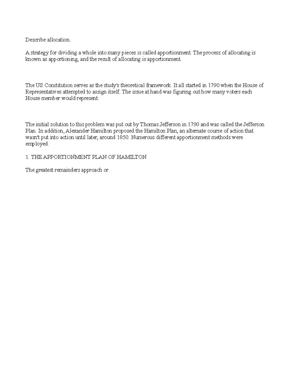 Mathemat 3 - math - Describe allocation. A strategy for dividing a ...