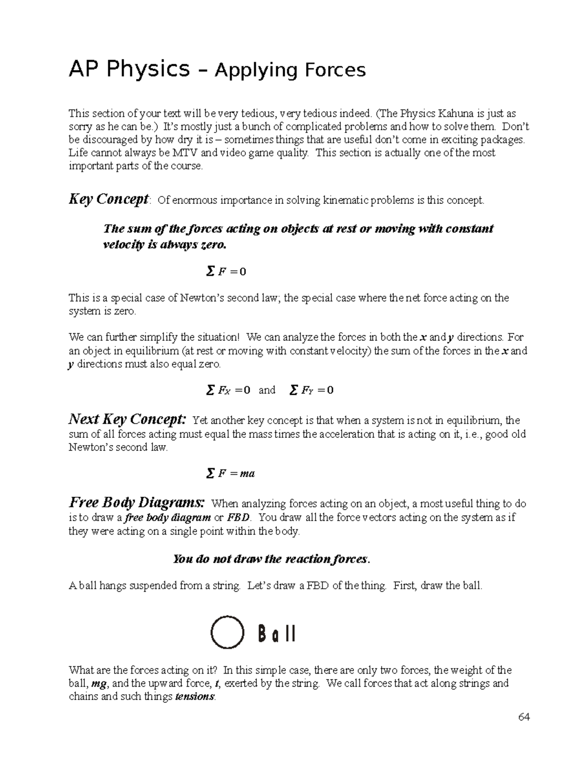 Forces - AP Physics – Applying Forces This section of your text will be ...