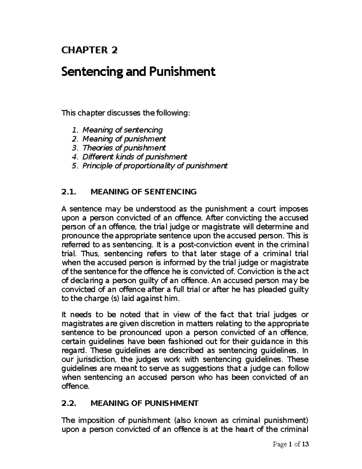 Sentencing and Punishment - CHAPTER 2 Sentencing and Punishment This ...