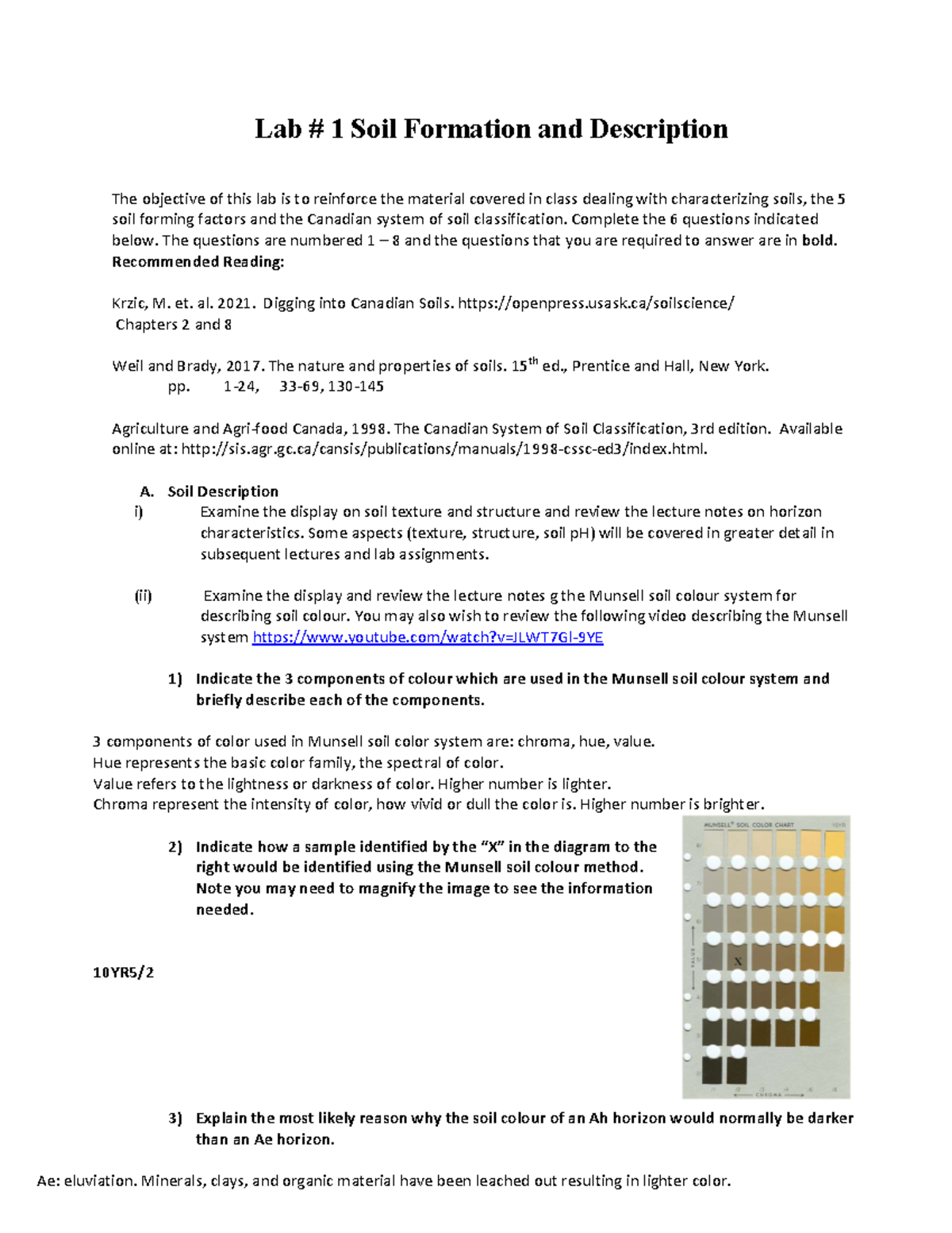 Lab 1 soil sciences - Lab 1 F24. - Lab # 1 Soil Formation and ...