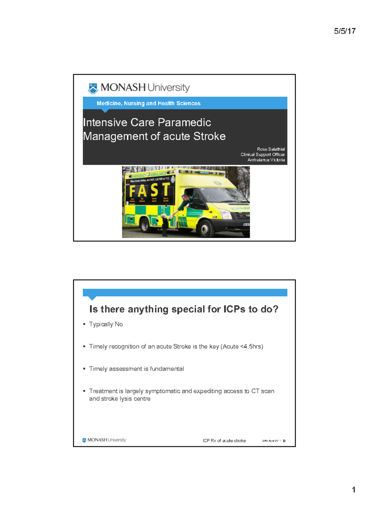 ICP management of acute stroke (2pp) - Medicine, Nursing and Health ...