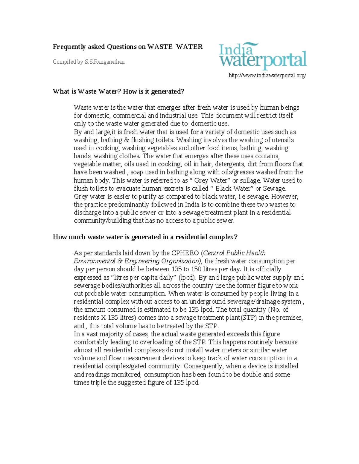 Waste water - Compiled by S.S indiawaterportal/ What is Waste Water ...