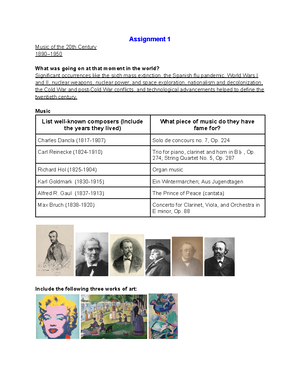 Assignment 1 Music Era Questionnaire - Assignment 1 Renaissance1450 ...