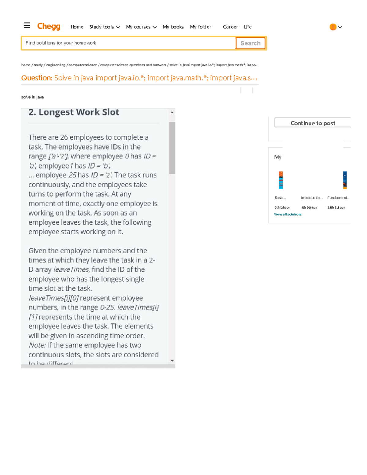 Solve In Java Import Java.io. ; Import Java.math. ... Chegg - home / study / engineering ...