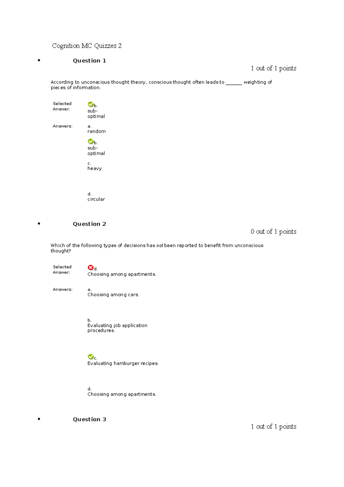 Cognition MC Quizzes 2 - Studocu