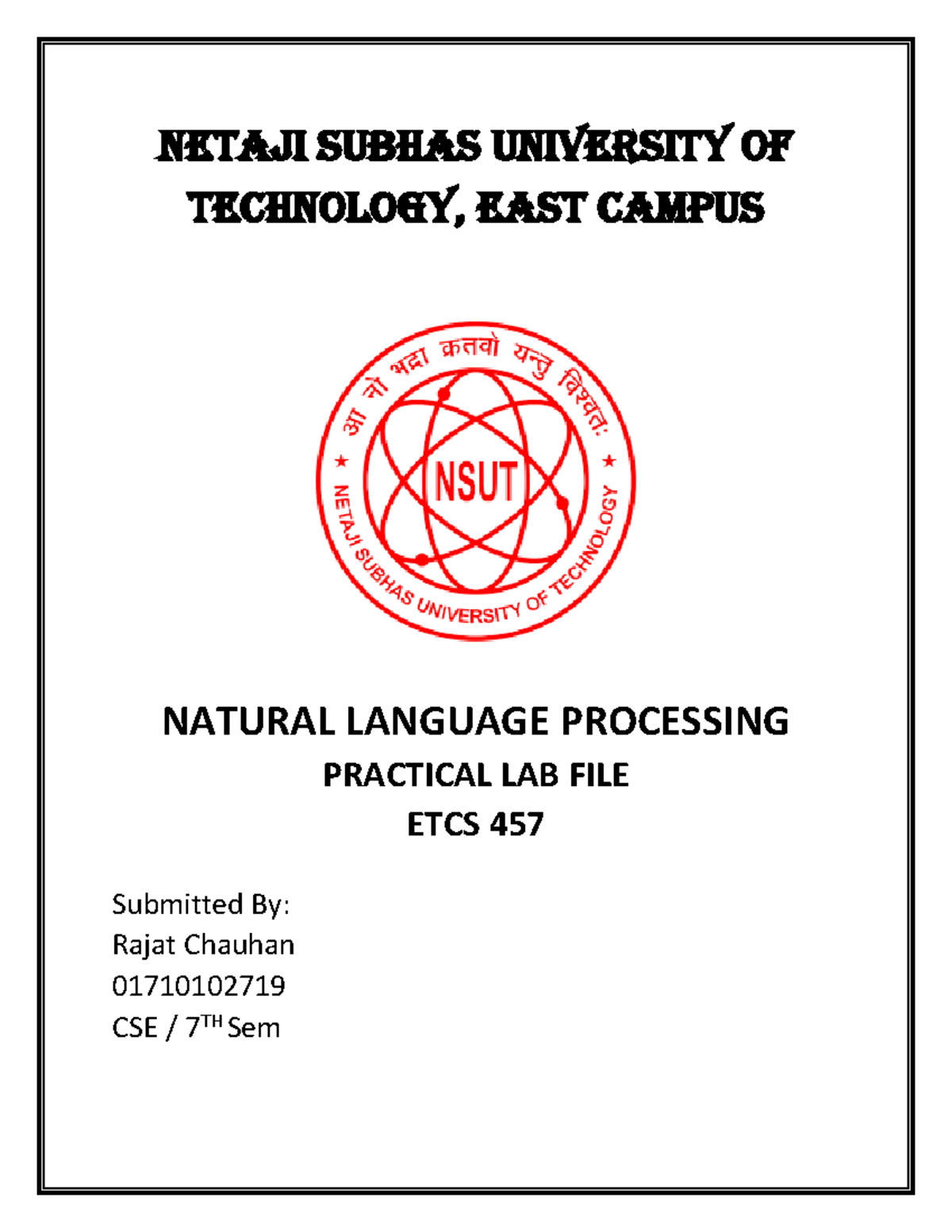 Rajat Nlp Nlp Practicals Netaji Subhas University Of Technology East Campus Natural