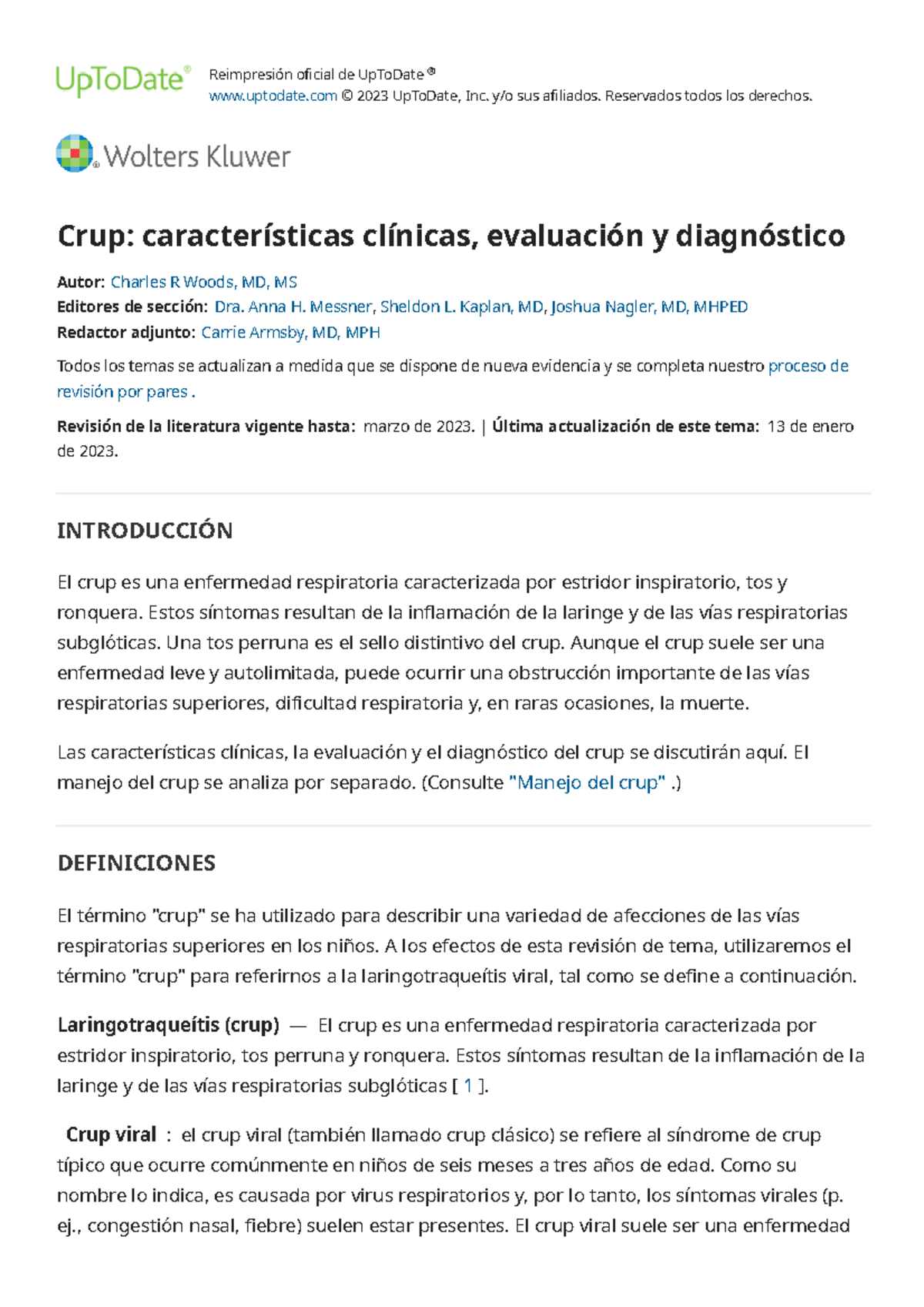 Crup características clínicas, evaluación y diagnóstico - Up To Date ...