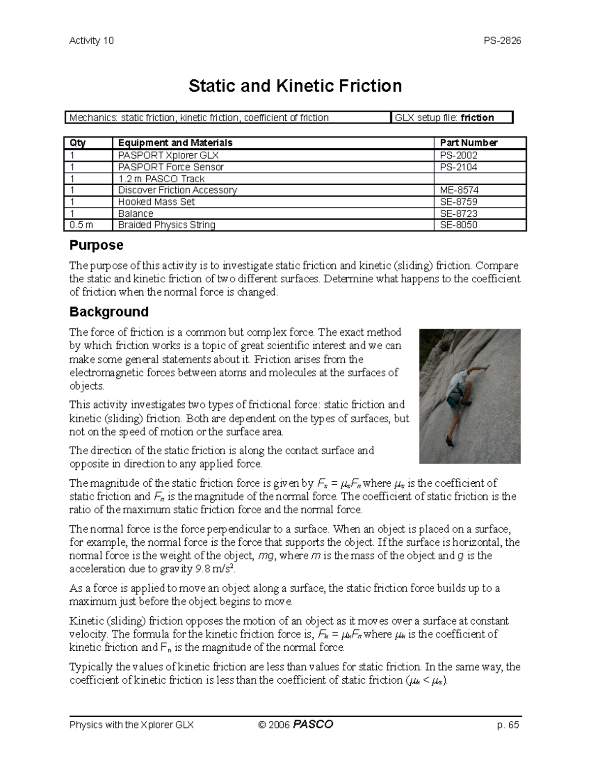 Expt 2 Friction - Activity 10 PS-2826 Static and Kinetic Friction ...