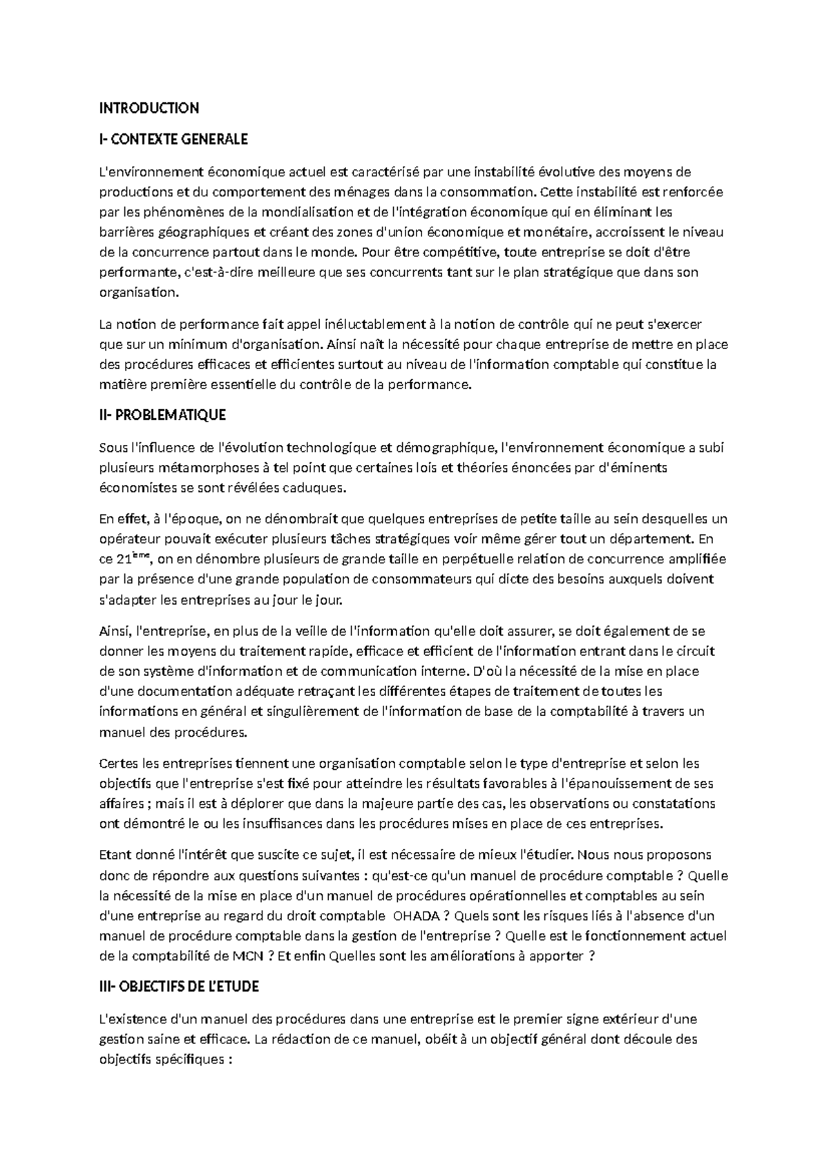 Nouveau Document Microsoft Word - INTRODUCTION I- CONTEXTE GENERALE L ...