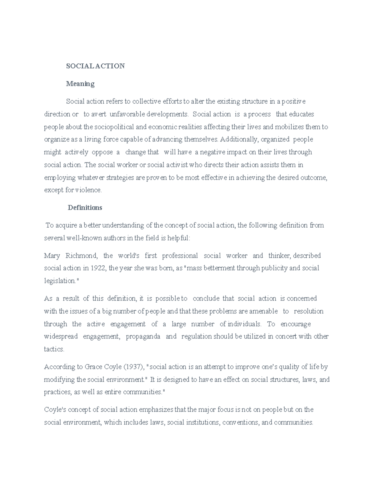 Social Action - SOCIAL ACTION Meaning Social action refers to ...