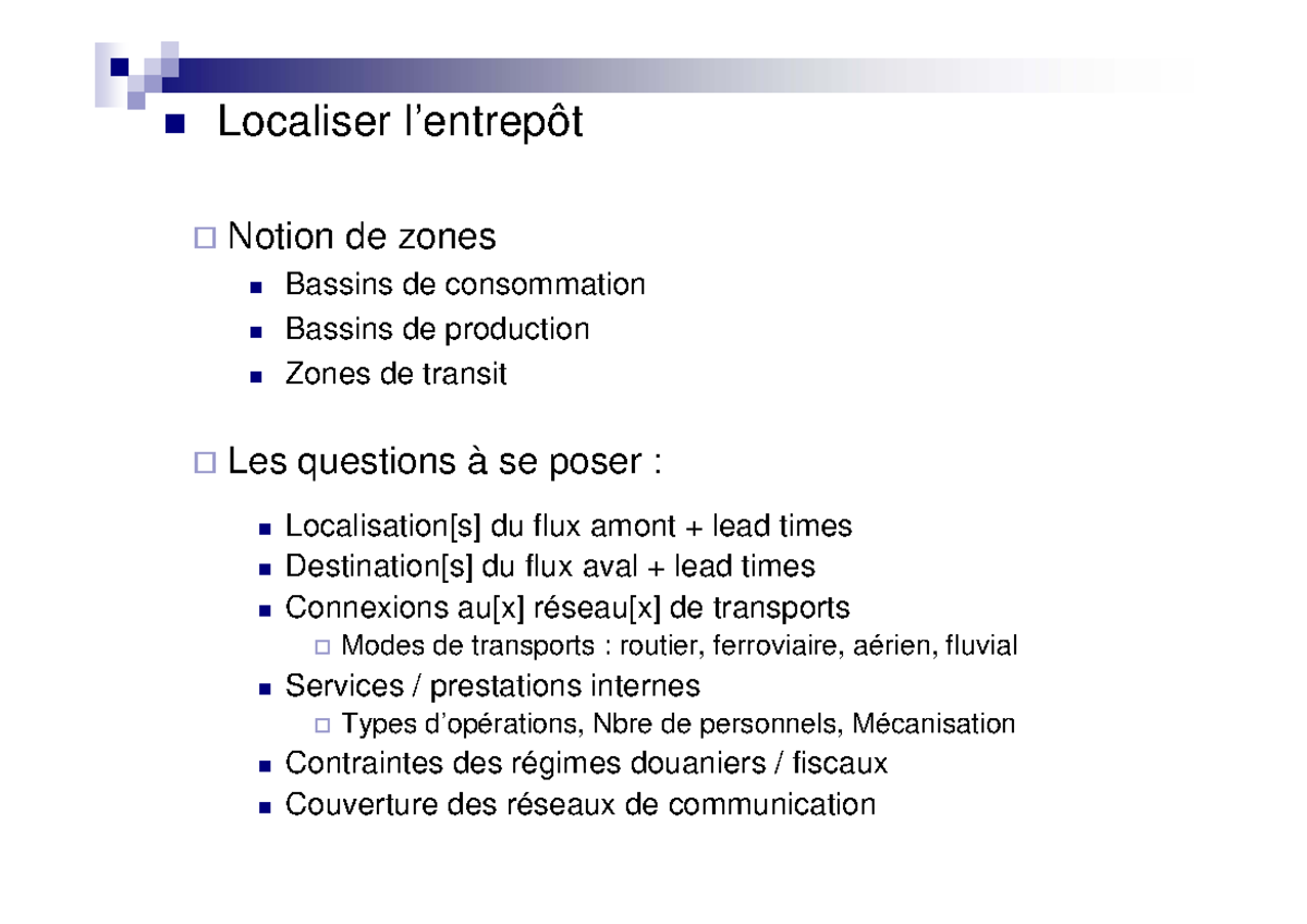 TD 2 Barycentre - sXs - Localiser l’entrepôt Les questions à se poser ...
