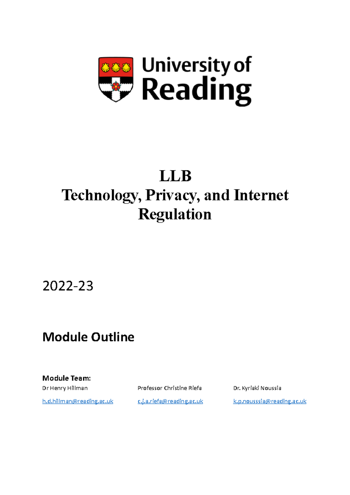 LW3TEC module outline 2022-23 - LLB Technology, Privacy, and Internet ...