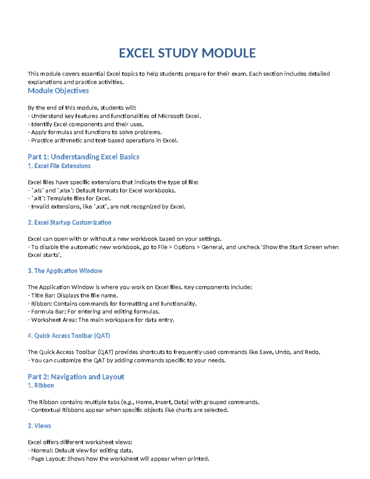 Inbound 1732729482925176350 - EXCEL STUDY MODULE This module covers ...