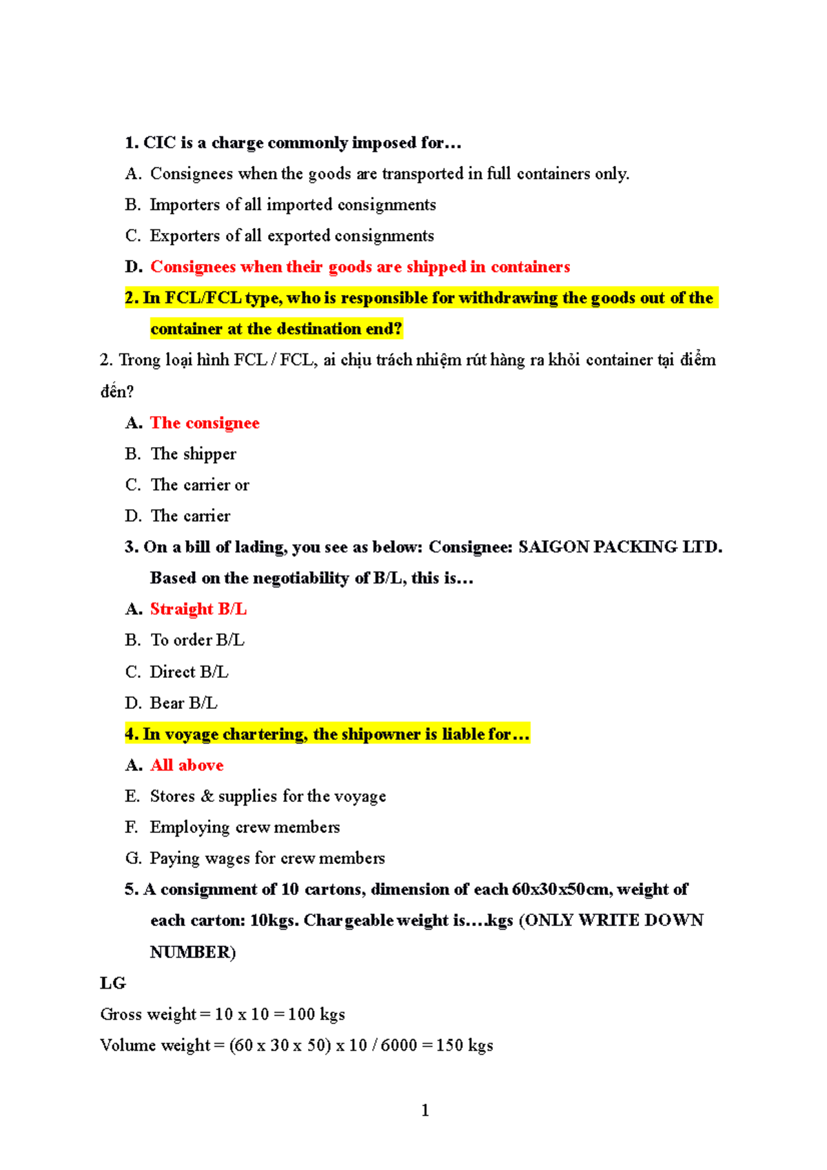CÂU HỎI ÔN TẬP Midterm - CIC is a charge commonly imposed for... A ...