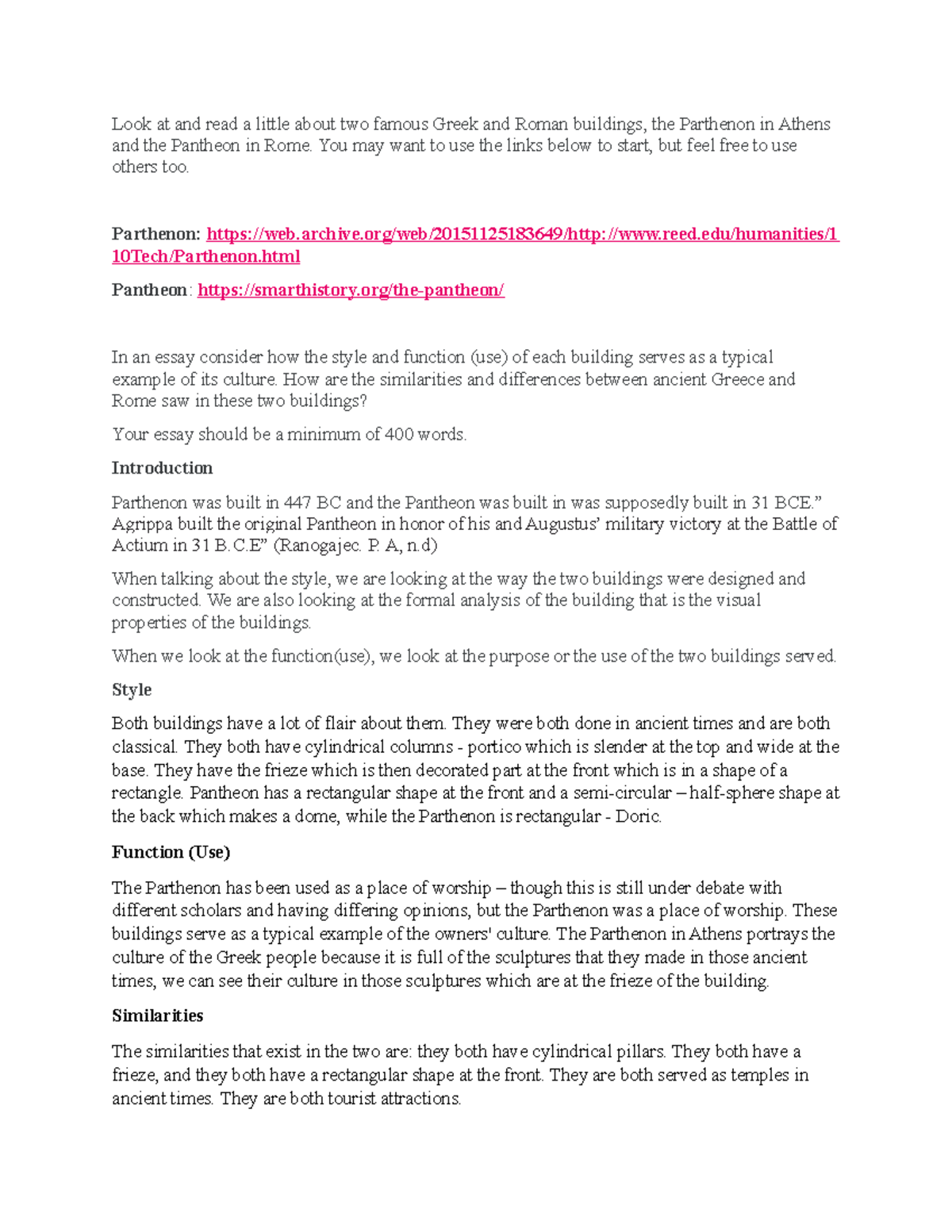 Written Assignment Unit 2 - Art History - Look at and read a little ...