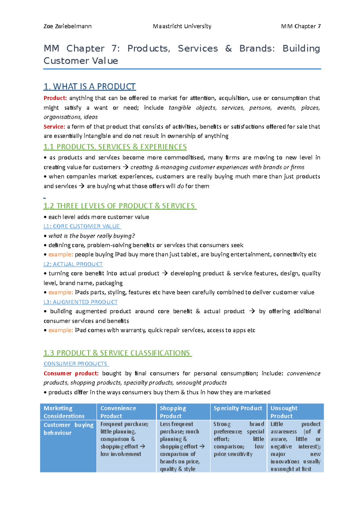 MM-Theory Chapter 7 - Products, Services, Brands - MM Chapter 7 ...