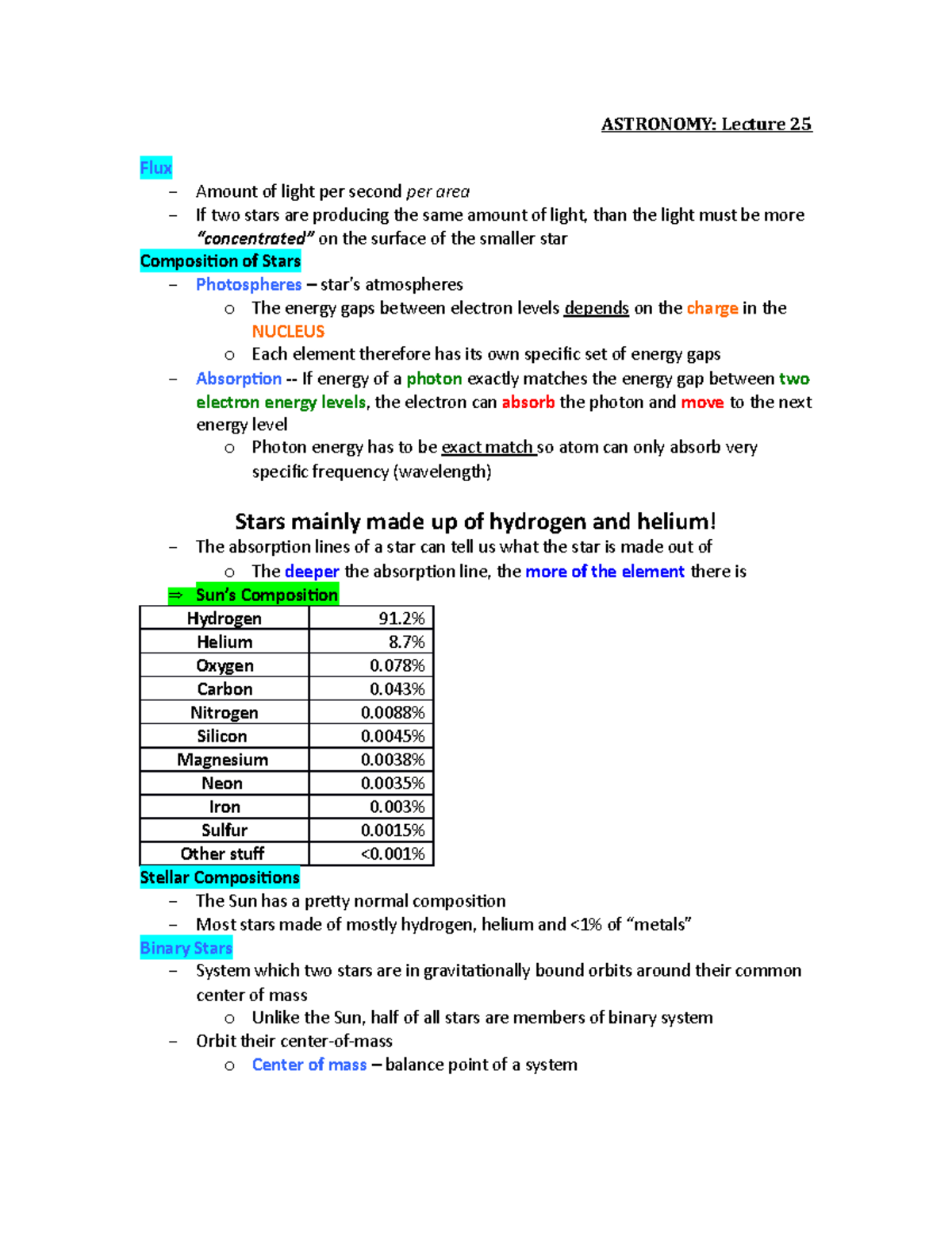 Lecture 25 - Covers Chapter 6 & 7 - ASTRONOMY: Lecture 25 Flux - Amount ...