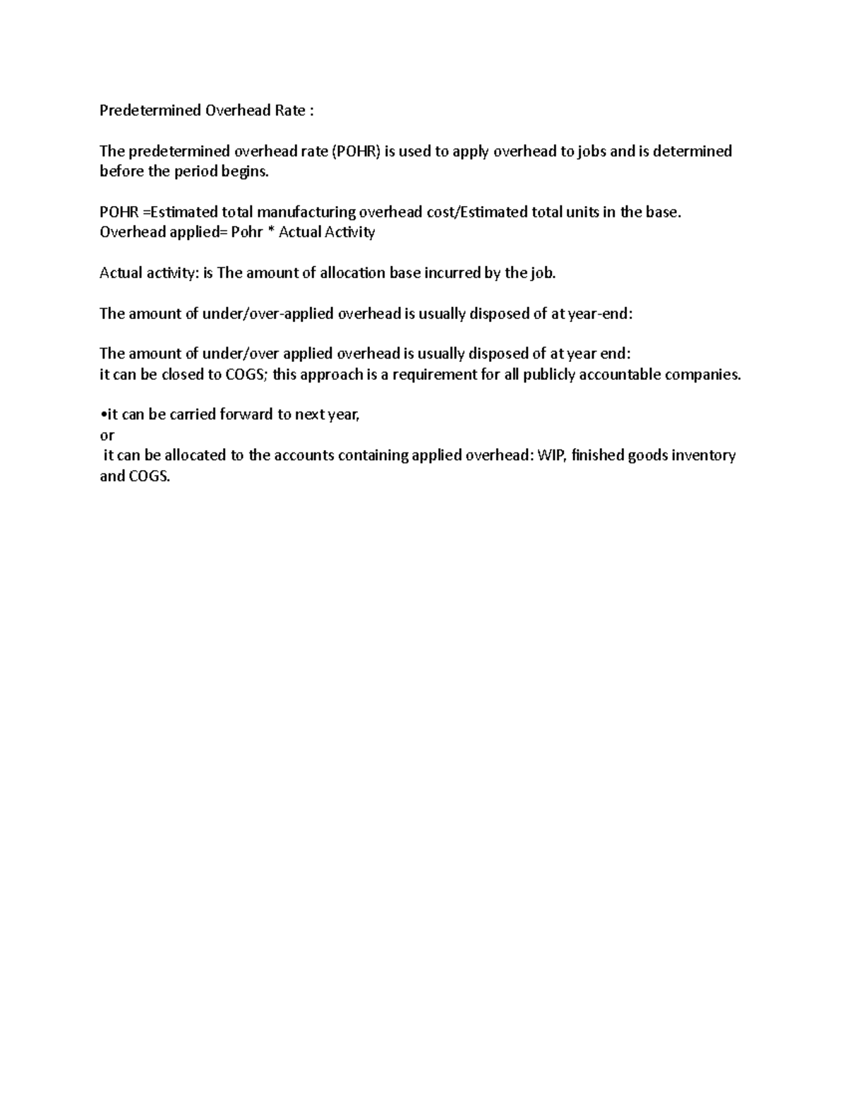 Chapter 2 - Predetermined Overhead Rate : The predetermined overhead ...