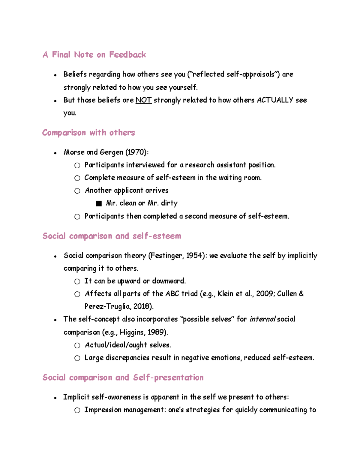 Feedback - A Final Note on Feedback Beliefs regarding how others see ...