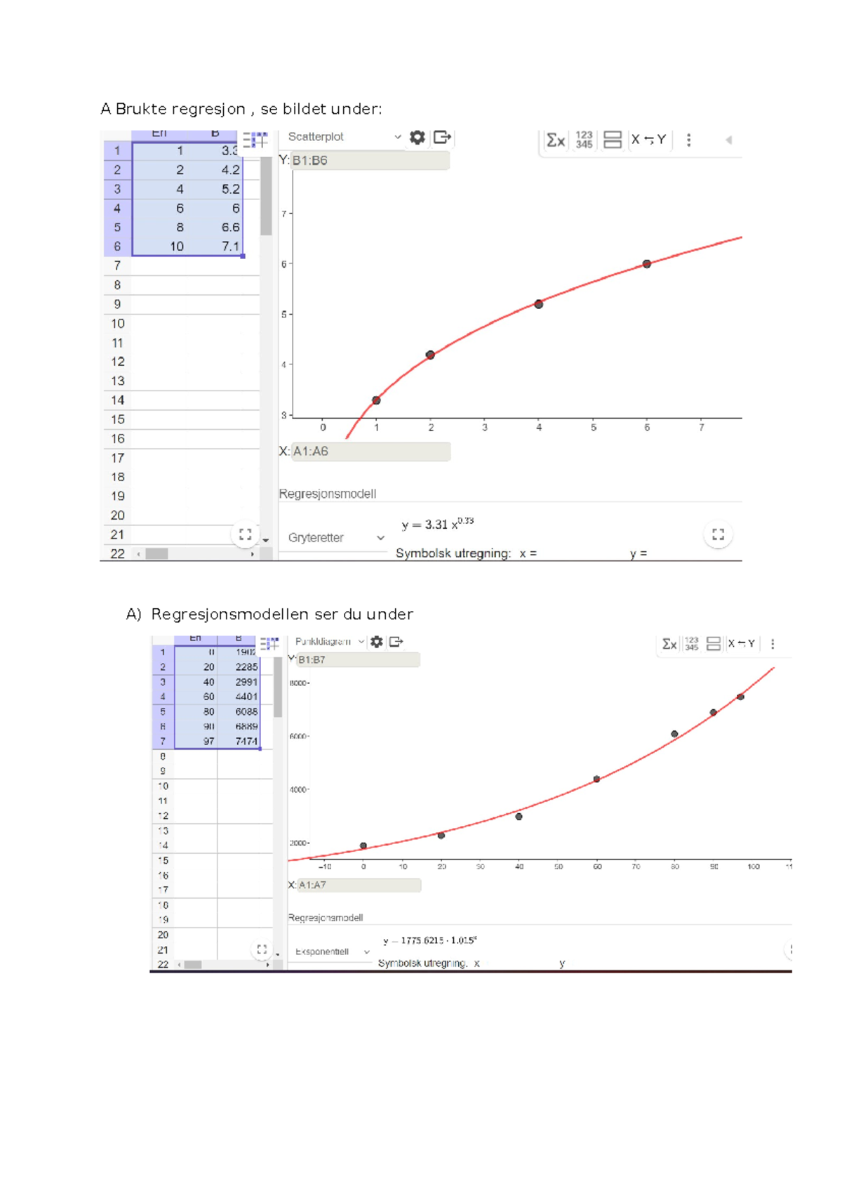 A Brukte regresjon - asdfh,. - A Brukte regresjon , se bildet under: 😊😉 ...