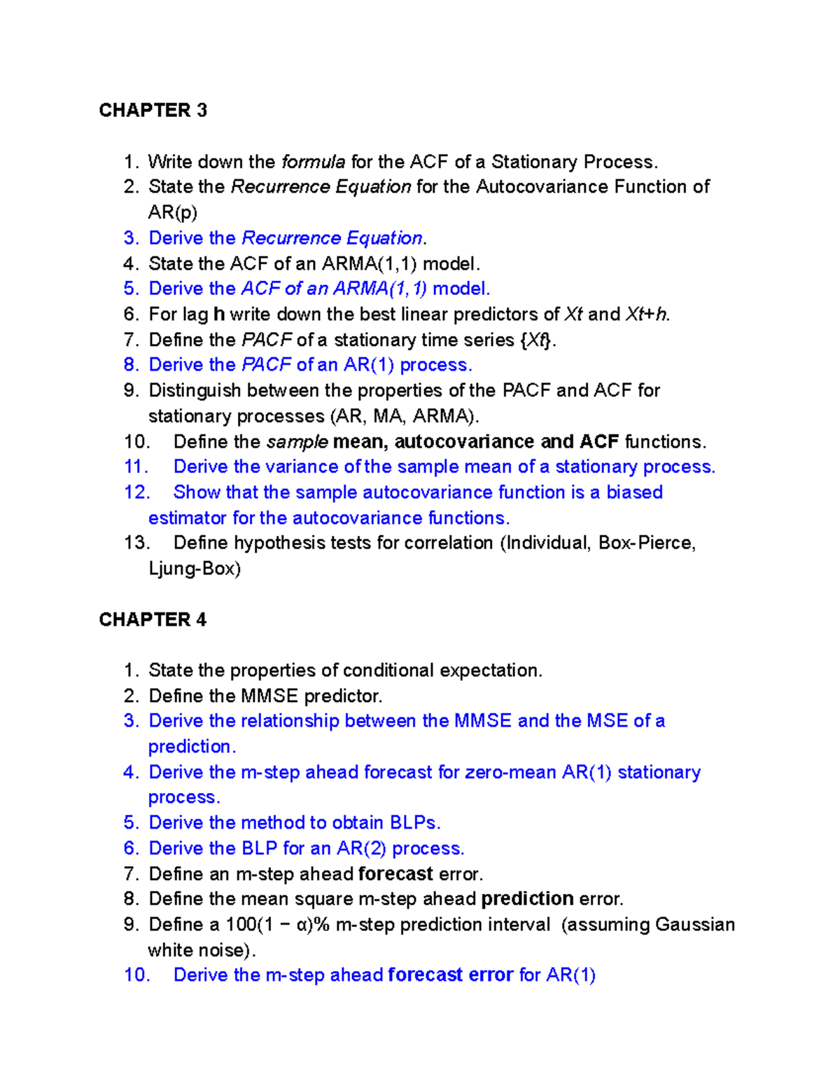 STTN326 - Definitions and Proofs - CHAPTER 3 Write down the formula for ...