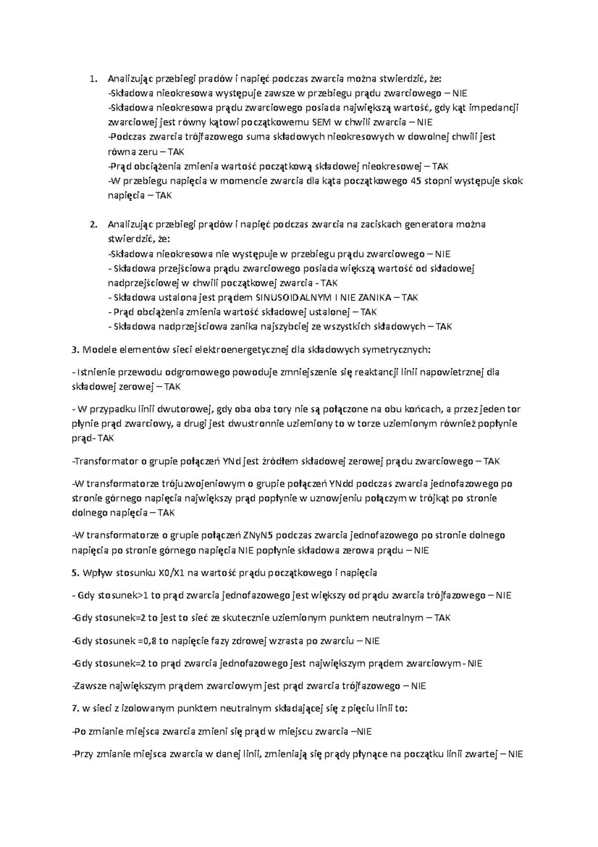 Zwarcia-1 - Zwarcia w systemach elektroenergetycznych laboratorium - Analizując przebiegi pradów ...