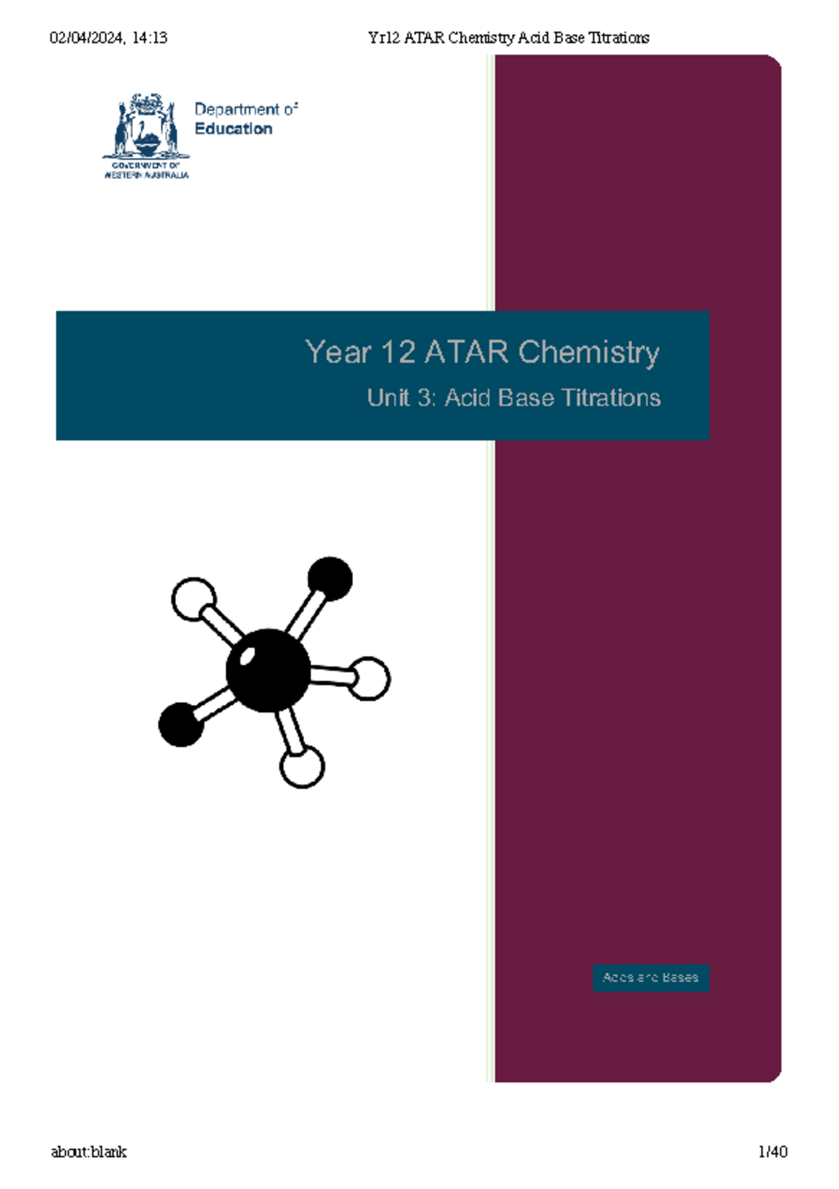 Yr12 ATAR Chemistry Acid Base Titrations - Year 12 ATAR Chemistry Unit ...