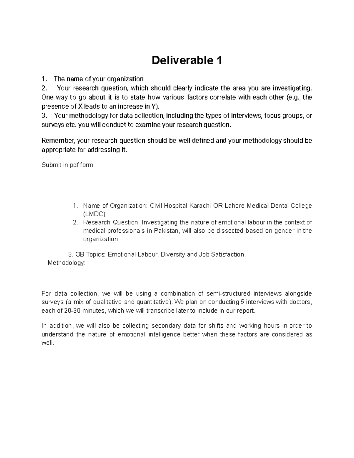 Deliverable 1 Group 11 - good - Deliverable 1 The name of your ...