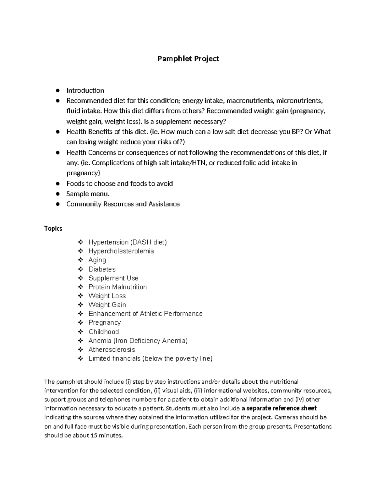 Pamphlet Project Guidelines-1 - Pamphlet Project Introduction ...