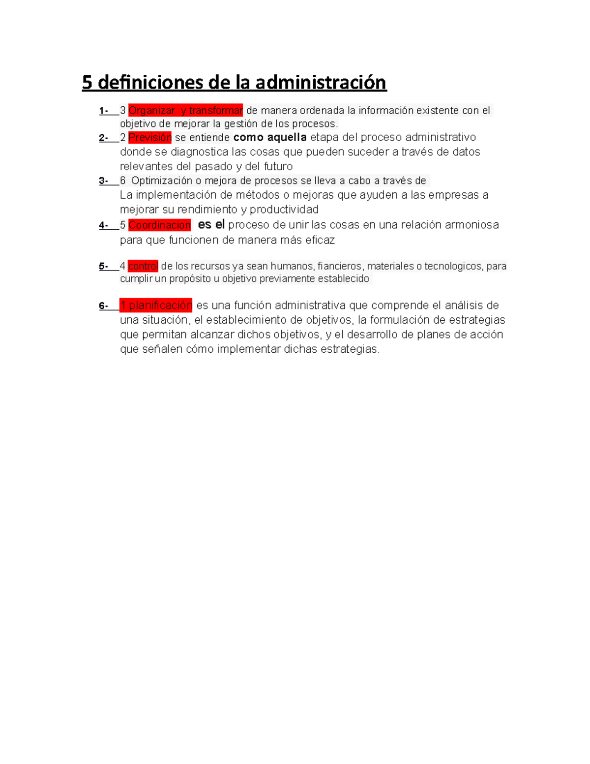 5 definiciones de la administración - 2- 2 Previsión se entiende como ...