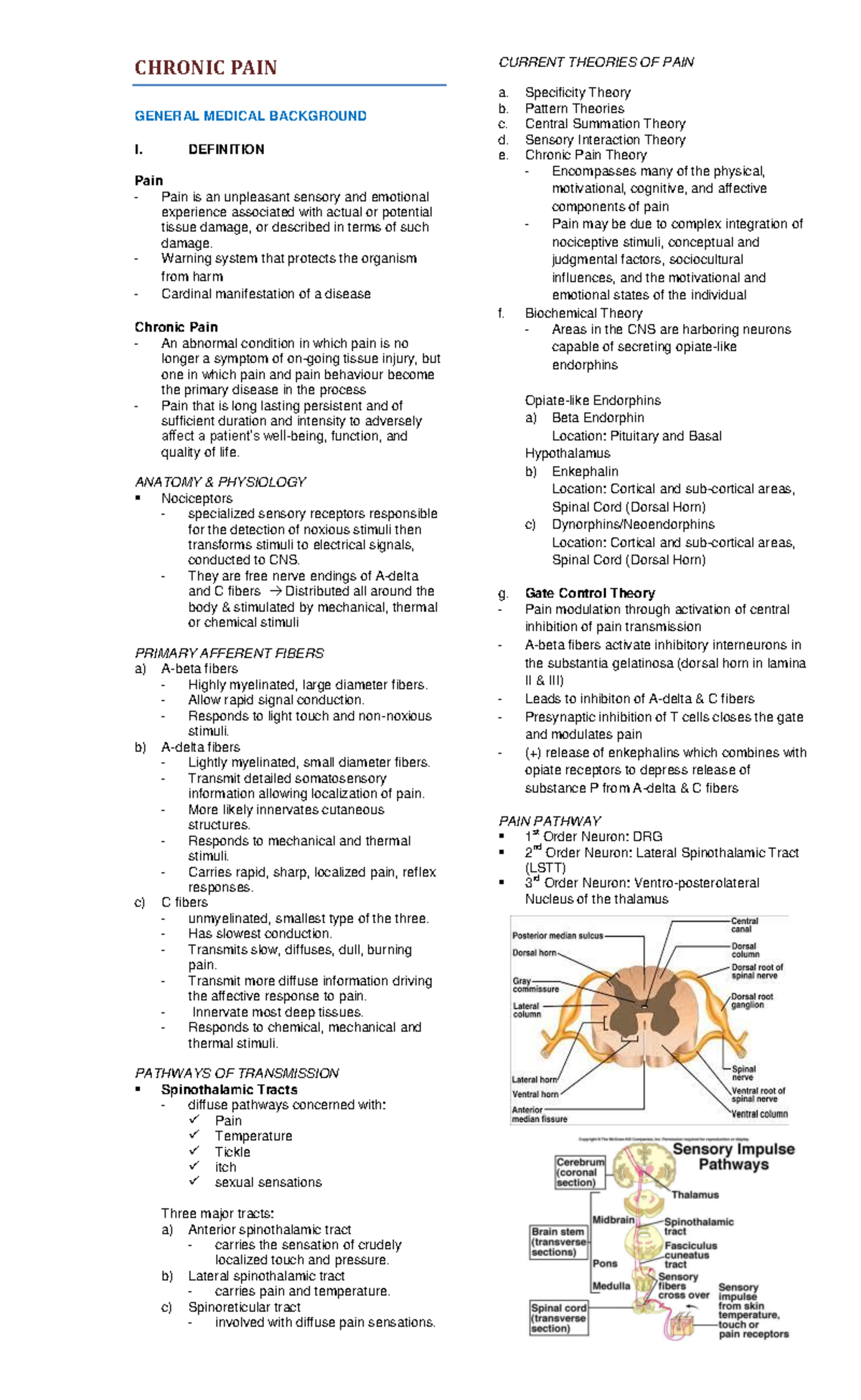 1- Chronic-PAIN - Notes for Oral Revalida - CHRONIC PAIN GENERAL ...
