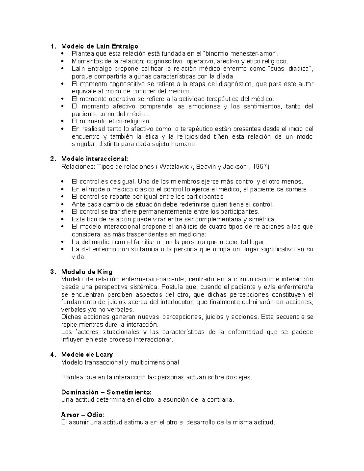 Modelos medico paciente - Modelo de Laín Entralgo Plantea que esta ...